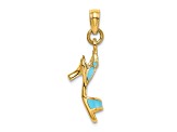 14k Yellow Gold 3D Textured Aqua Enameled Open Toe High Heel Charm ...