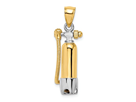 14K Two-tone Gold 3D Single Scuba Tank with Hose Charm - 1CWTGA | JTV