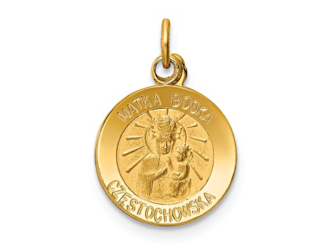 14k Yellow Gold Satin Matka Boska Medal Charm - 1CYL4A | JTV