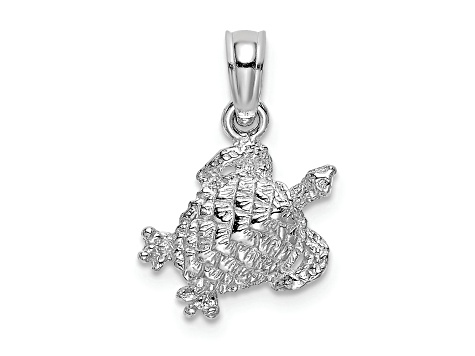 Rhodium Over 14k White Gold Textured Sea Turtle Charm - 1D6Y5A | JTV
