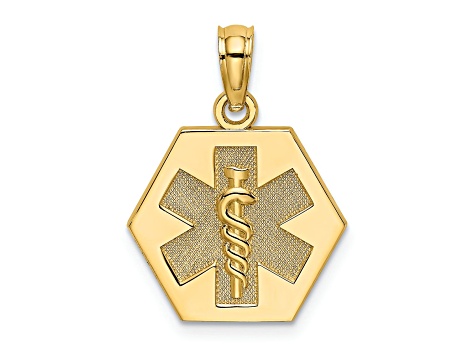 10K Yellow Gold Textured Medical Disc Pendant - 1DFRMA | JTV