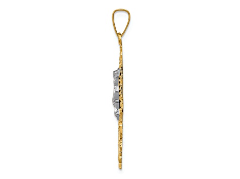 14K Yellow and White Gold Cara Vaca Crucifix Pendant - 1DFZRA | JTV