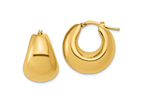 14K Yellow Gold Polished Hollow Puff Hoop Earrings - 1FWG4A | JTV