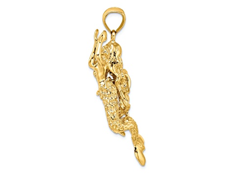 14k Yellow Gold 3D Textured Large Mermaid Charm - 1MJ9YA | JTV