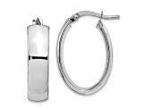 Rhodium Over 14K White Gold 1 inch Polished Oval Hoop Earrings - 1SWH8B ...