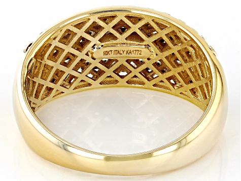 10k Yellow Gold & Rhodium Over 10k Yellow Gold Diamond-Cut Dome Ring ...