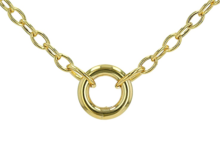 10k Yellow Gold Cable 18 Inch Chain With Charm Holder - AU2381 | JTV