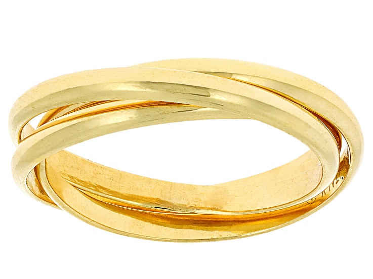 14k Yellow Gold With a Sterling Silver Core Triple-Row Intertwined Ring ...