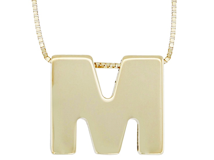 10k Yellow Gold Block Letter "M" Initial Necklace - AU2581M | JTV