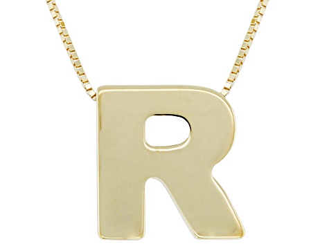 10k Yellow Gold Block Letter "R" Initial Necklace - AU2581R | JTV
