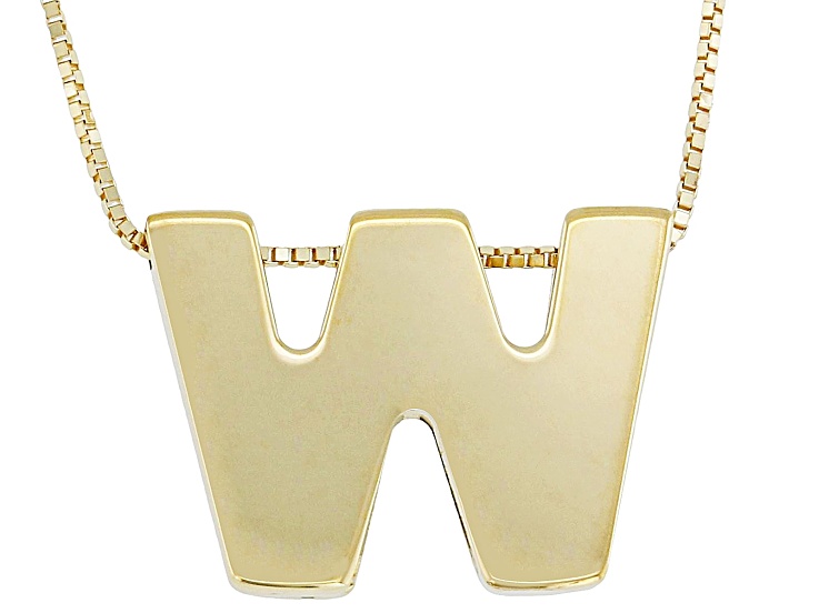 10k Yellow Gold Block Letter "W" Initial Necklace - AU2581W | JTV