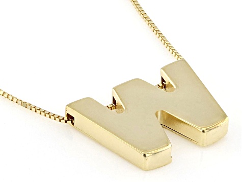 10k Yellow Gold Block Letter "W" Initial Necklace - AU2581W | JTV