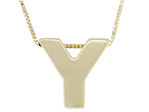 10k Yellow Gold Block Letter "Y" Initial Necklace - AU2581Y | JTV