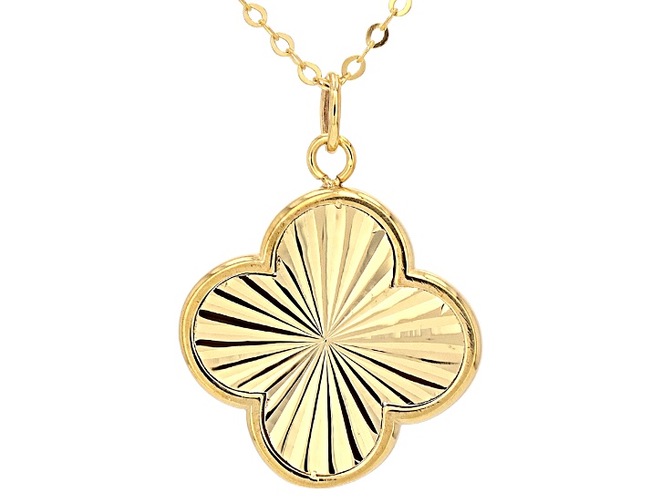 10k Yellow Gold Sunburst Clover Pendant with Chain - AU2596 | JTV