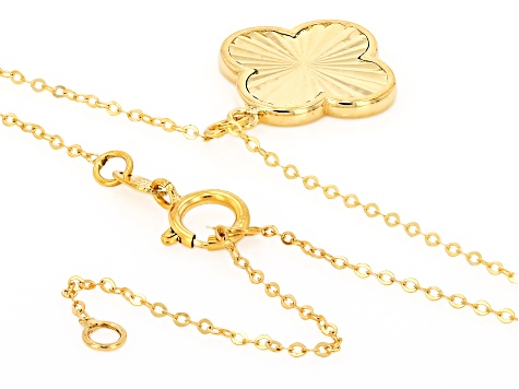 10k Yellow Gold Sunburst Clover Pendant with Chain - AU2596 | JTV