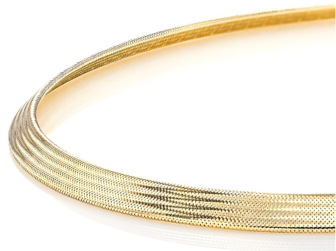 10k Yellow Gold Greek Key Stretch Mesh Omega Necklace - AU2633 | JTV