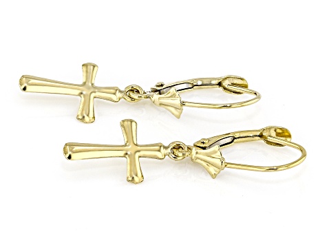 14k Yellow Gold Cross Earrings DOM674 JTV