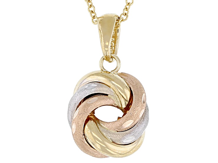 14k Tri-Color Gold "Love Knot" Pendant with Chain - DOM806 | JTV