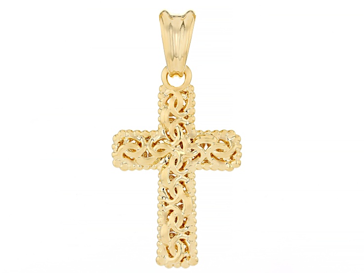 14k Yellow Gold Electroform Byzantine Cross Pendant - GMR009 | JTV