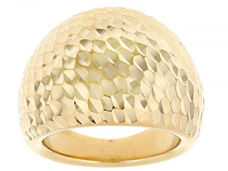 14k Yellow Gold Electroform Diamond Cut Dome Ring - GMR011 | JTV