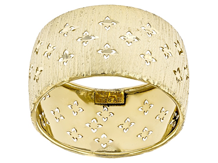 14k Yellow Gold 10.5mm Clover Pattern Band Ring - GS318 | JTV