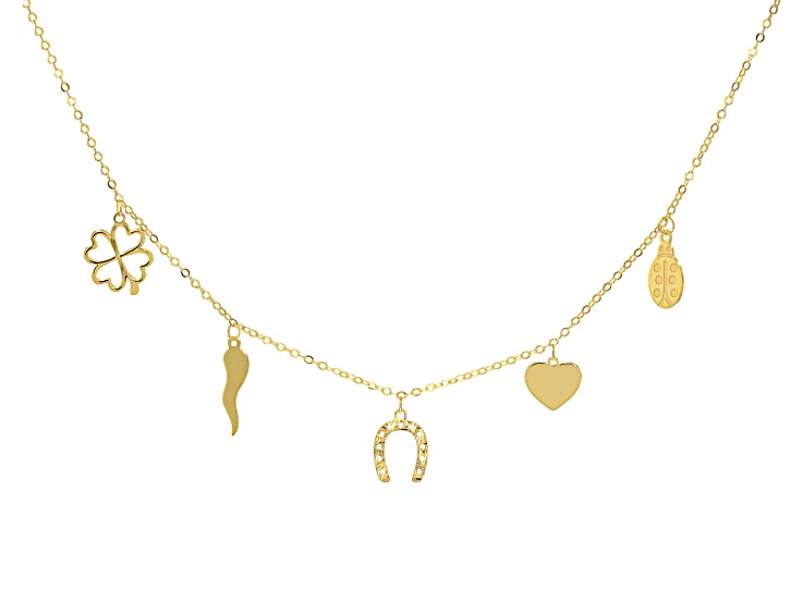 14k Yellow Gold Lucky Charms Necklace - GS354 | JTV