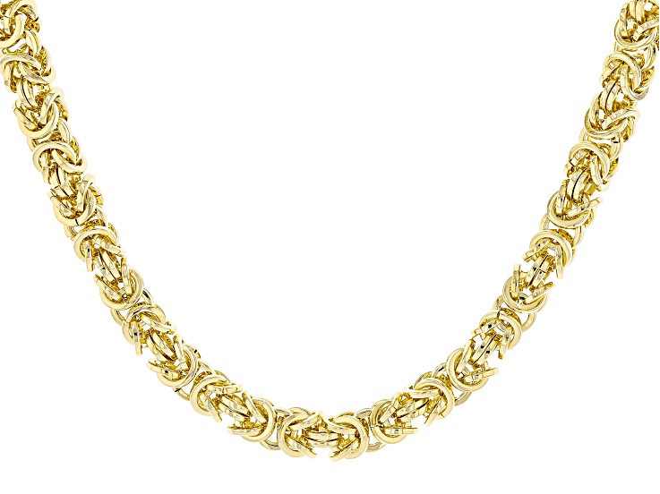 18k Yellow Gold Over Bronze 6.6mm Byzantine Necklace - MA1053 | JTV