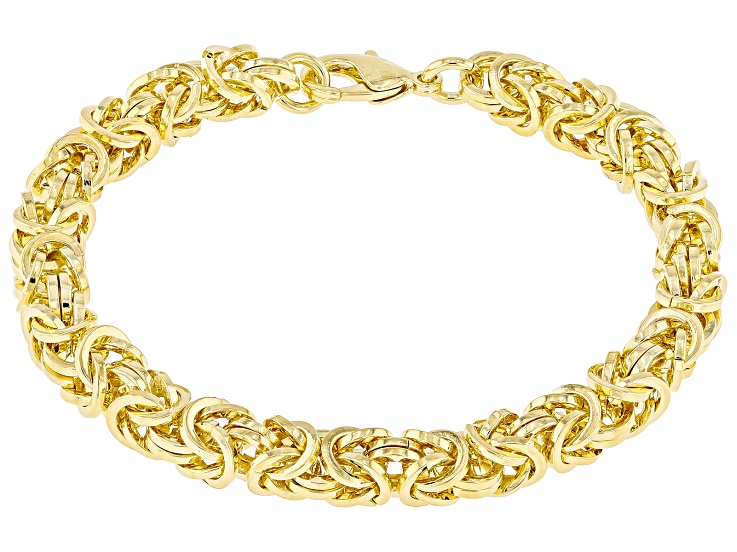 18k Yellow Gold Over Bronze 6.6mm Byzantine Bracelet - MA1053B | JTV
