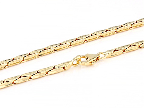 18k Yellow Gold Over Bronze 3mm Elongated Geometric Cardano Chain ...