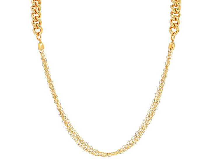 18k Yellow Gold Over Bronze 13mm Curb 32" Necklace - MA1131 | JTV