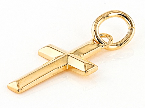 18K Yellow Gold Over Bronze Cross Pendant