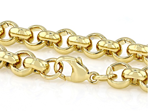 18k Yellow Gold Over Bronze 9.5mm Rolo 21 Inch Chain - MA578 | JTV