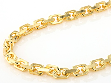18k Yellow Gold Over Bronze 3mm Beveled Curb 18 Inch Chain - MA670A | JTV