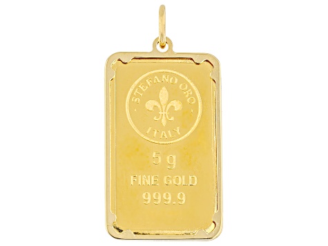 24k Yellow Gold Classic 5g Ingot with 14k Yellow Gold Frame Pendant ...