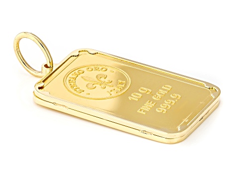 24k Yellow Gold Classic 10g Ingot with 14k Yellow Gold Frame Pendant ...