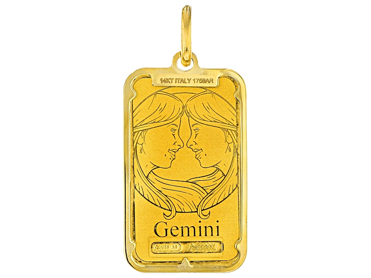 24k Yellow Gold 2g Gemini Ingot with 14k Yellow Gold Frame - SFO038C | JTV