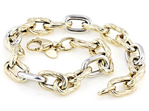 14k Yellow and Rhodium Over 14k White Gold Two-Tone 7mm Rolo Link ...