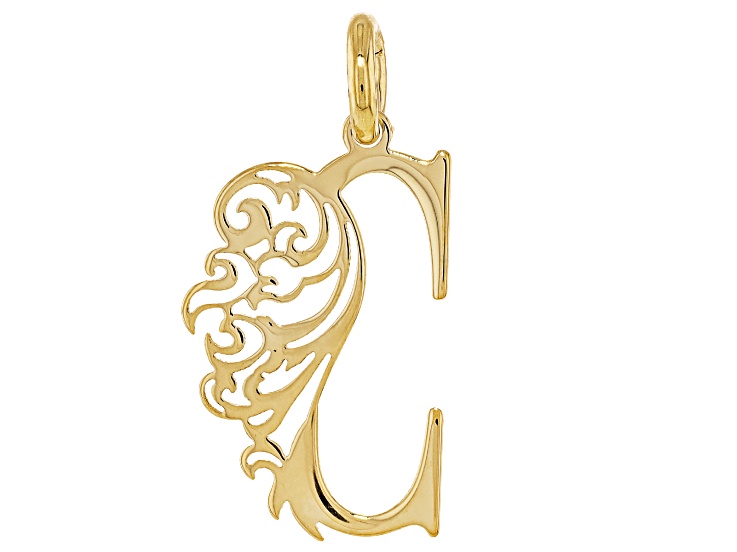 14k Yellow Gold Peacock Initial "C" Pendant - SFO052C | JTV