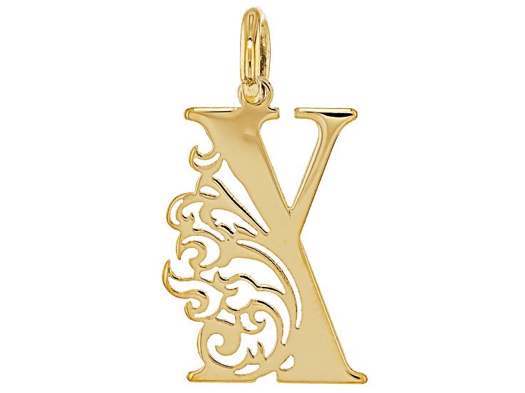 14k Yellow Gold Peacock Initial "X" Pendant - SFO052X | JTV