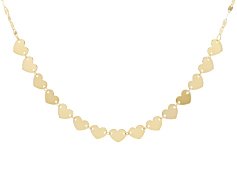 14k Yellow Gold Line of Hearts Necklace - SFO085 | JTV