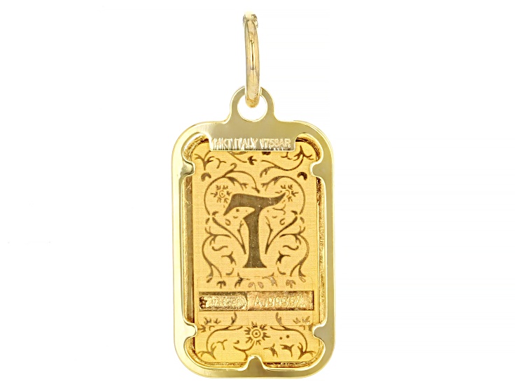 24k Yellow Gold 1g Blossom Initial Ingot Pendant with 14k Gold Frame - SFO126T | JTV