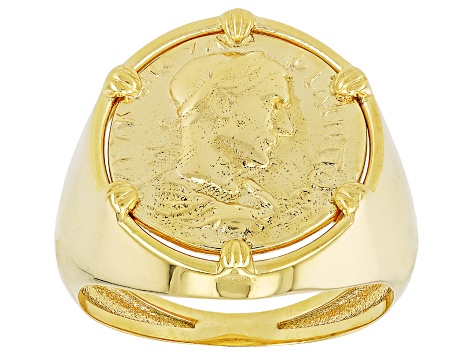 14k Yellow Gold Guilio Cesare Coin Replica Signet Ring - SFO377 | JTV