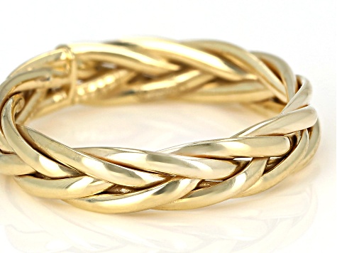 Pre-Owned 14K Yellow Gold with Sterling Silver Core Woven Band Ring ...