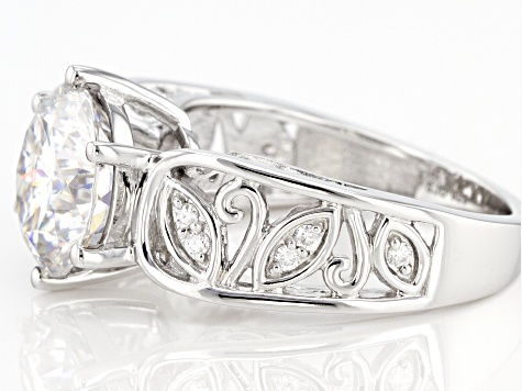 Pre-Owned Moissanite Platineve Inferno Cut Engagement Ring 4.23ctw DEW ...