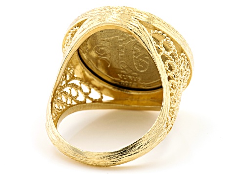 Pre-Owned Turkish Coin 18K Yellow Gold Over Sterling Silver Ring ...
