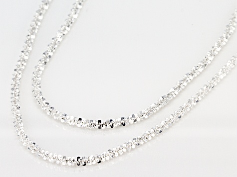 Pre-Owned Sterling Silver Diamond Cut Criss Cross Chain Necklace Set 20 ...
