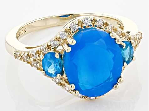 Pre-Owned Paraiba Blue Color Opal 10k Yellow Gold Ring 2.22ctw - P39755 ...