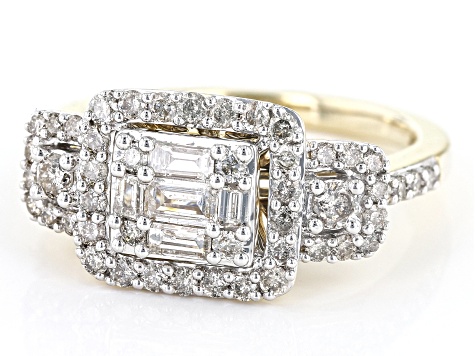 Pre-Owned White Diamond 14k Yellow Gold Cluster Ring 1.00ctw - P4013 | JTV