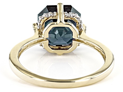 Pre-Owned Blue Lab Created Alexandrite with White Diamond 10k Yellow ...