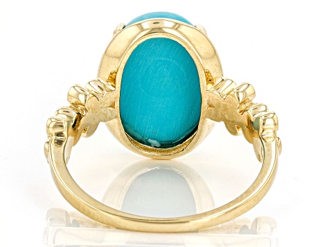Pre-Owned Sleeping Beauty Turquoise 10k Yellow Gold Ring - P41685 | JTV